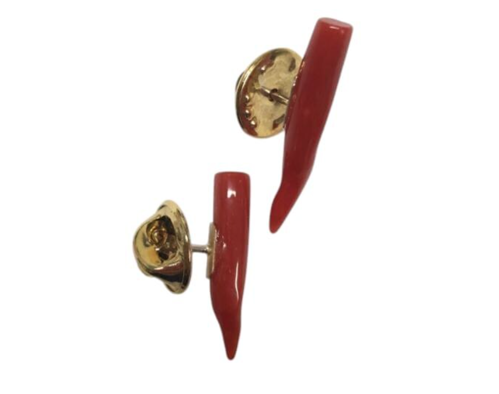 Coral Horn pin,Red coral Horn pin, horn pendant, red horn, italian ...